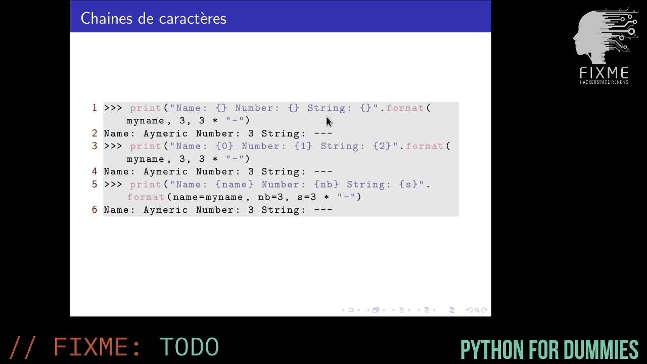 Conférence Python for Dummies - 26.07.2018 - FIXME Hackerspace Lausanne