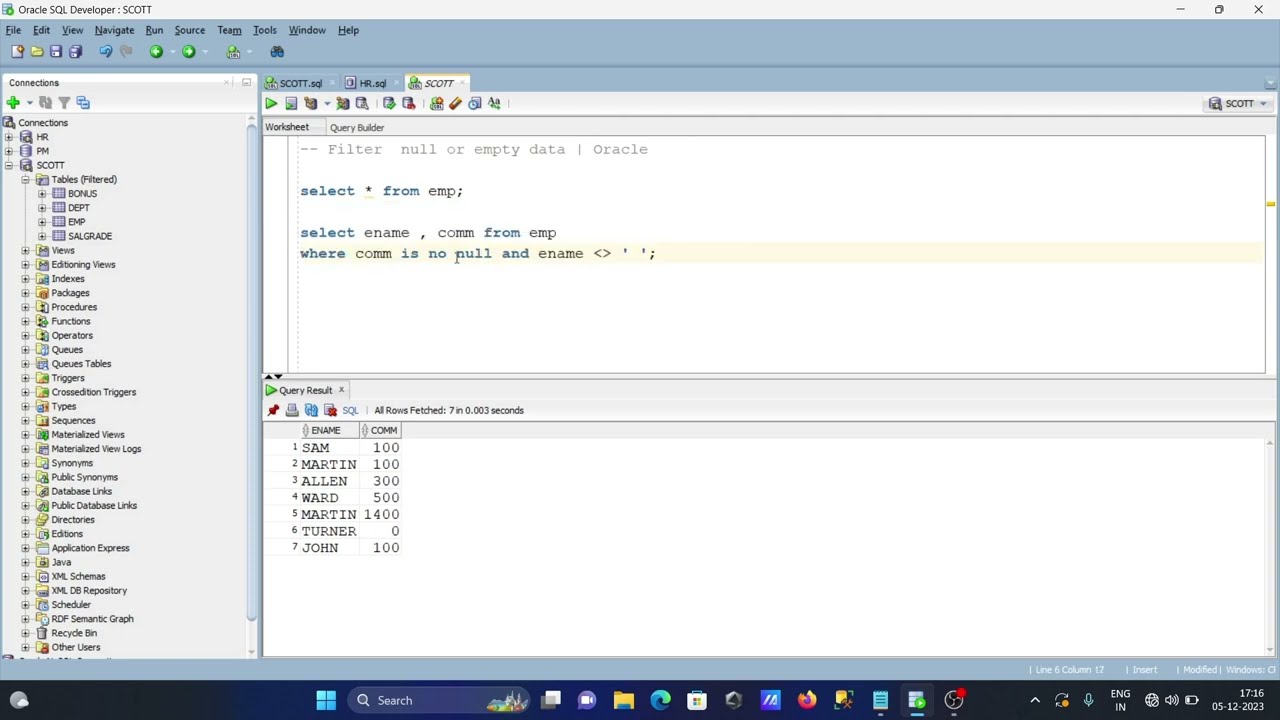 How to filter null or empty in Oracle