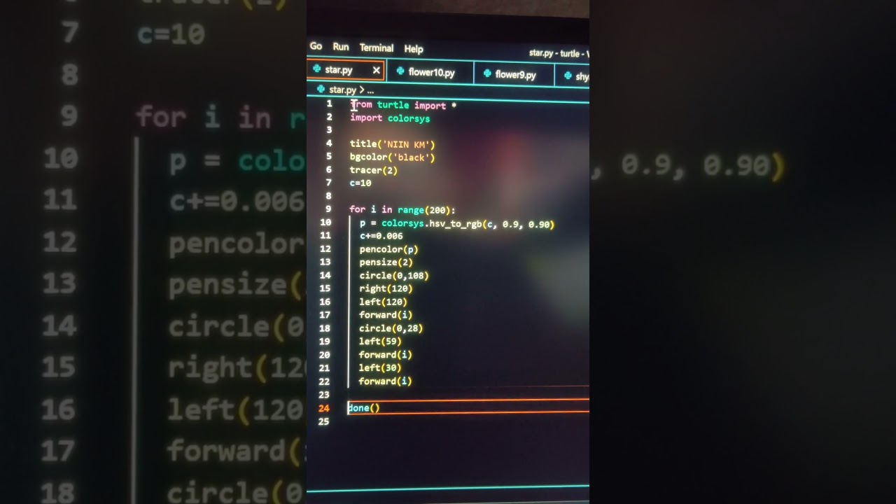 Python turtle module Amazing design in VS code #shorts #vscode