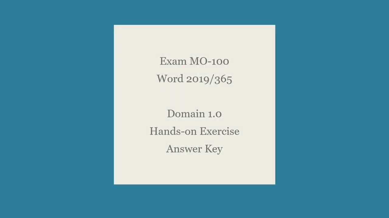 MO 100: Domain 1 Answer Key