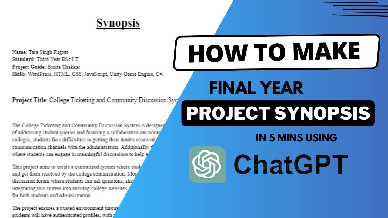 How to Make a Final Year Project Synopsis in 5 mins | Project Ideas