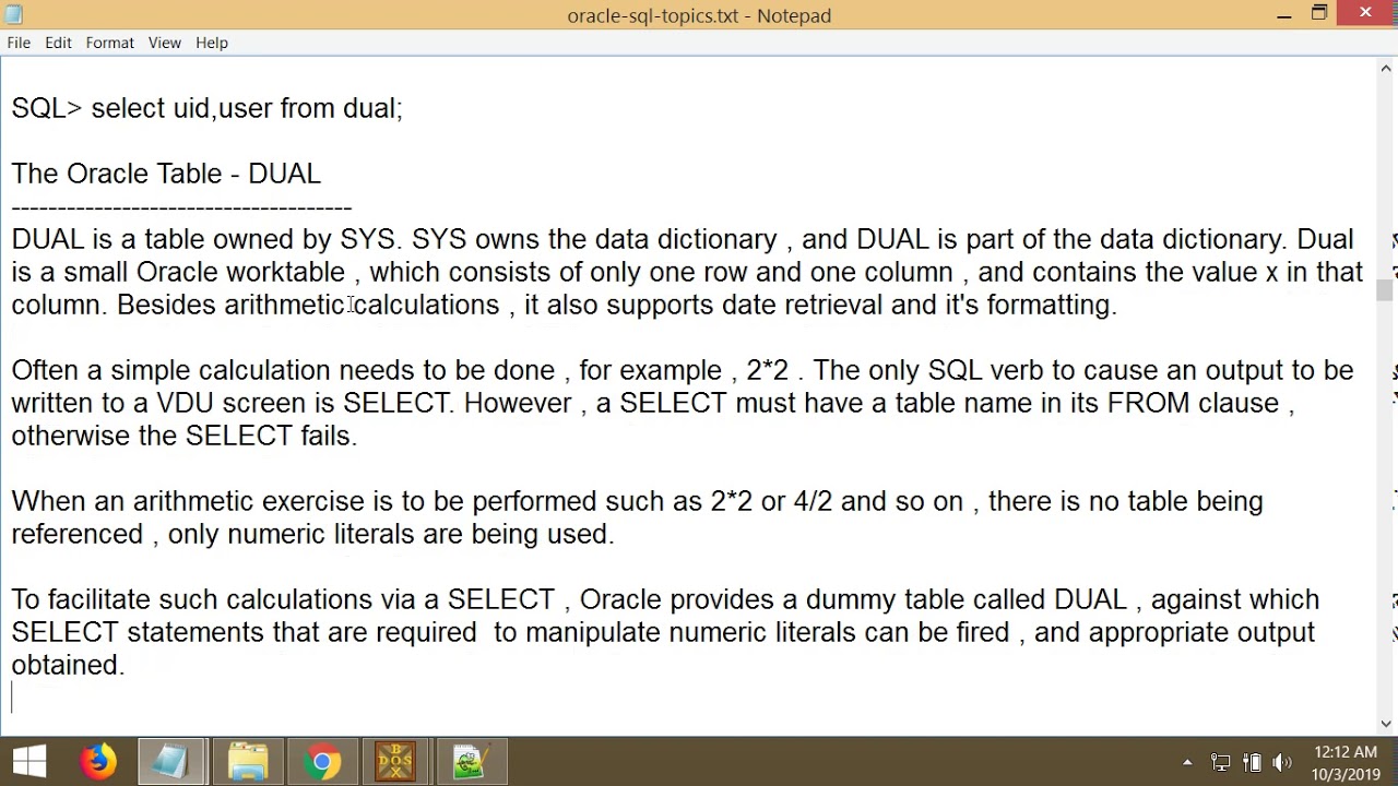 Notes  -  Oracle (SQL ) Notes | By Pankaj Panjwani