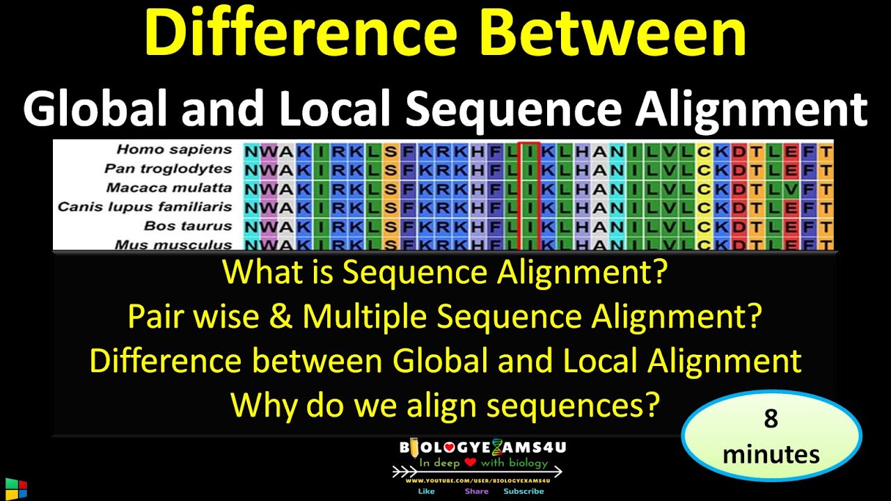 Difference between Global and Local Sequence Alignment ||Why do we align sequences?