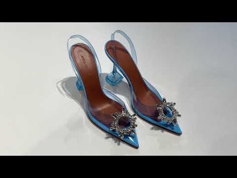 Amina Muaddi Begum Blue Heels Unboxing