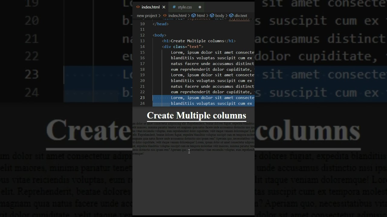 How to Create Multiple Columns in Html and CSS #html  #CSS