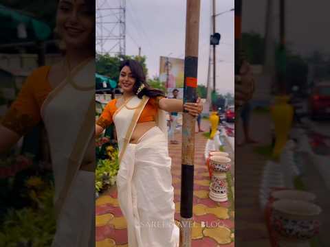Mallu actress mokksha onam navel 2023| latest hot saree navel slip 🥵🥵| hot dance | #onam #onamsaree