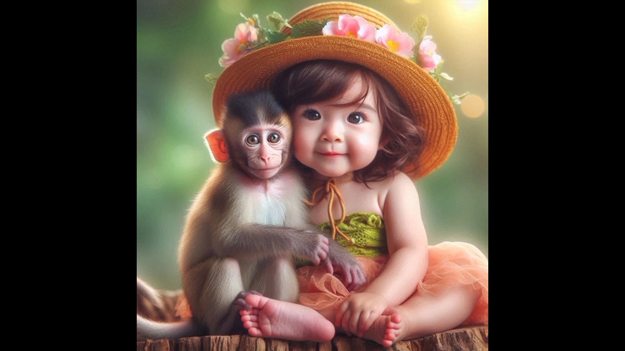 Baby's First Encounter with Playful Monkeys | DreamSproutTV Adventure #cute #cartoon #baby #love