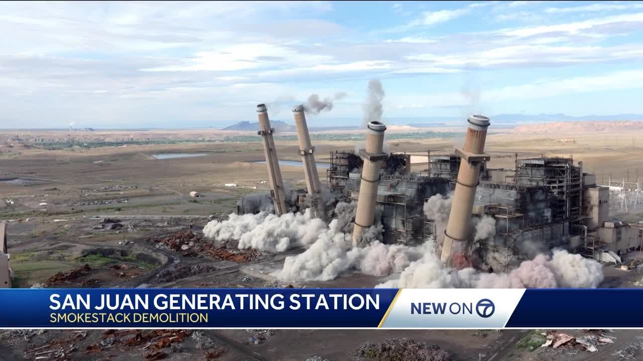 San Juan Generating Station smokestacks demolished