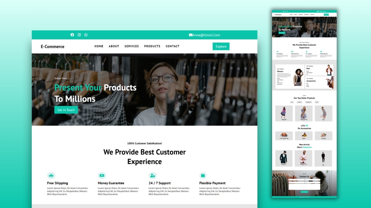Build A Responsive E-Commerce website using HTML CSS and JavaScript