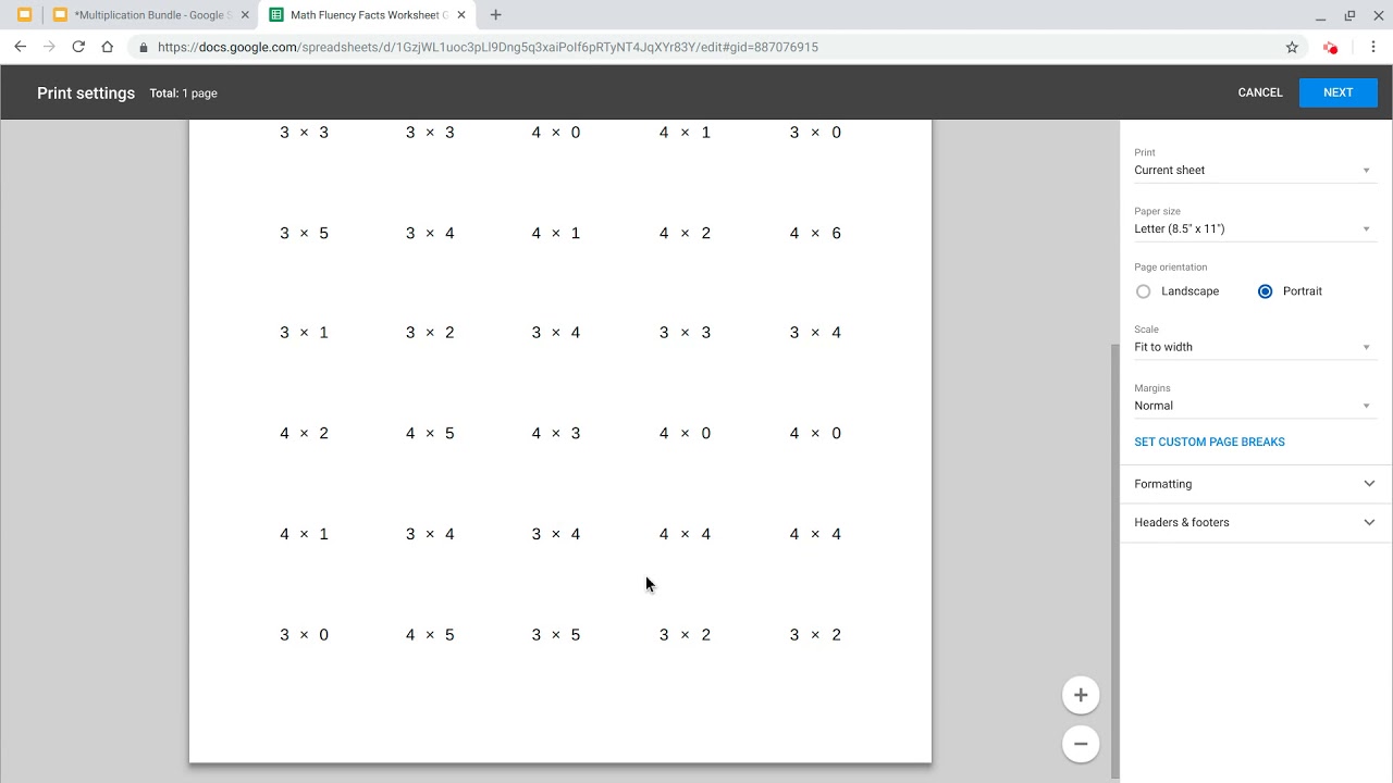 Multiplication Worksheet Generator