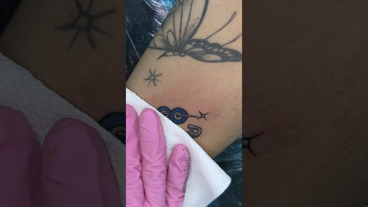 The Pin of Protection Tattooing Process🧿 #shorts
