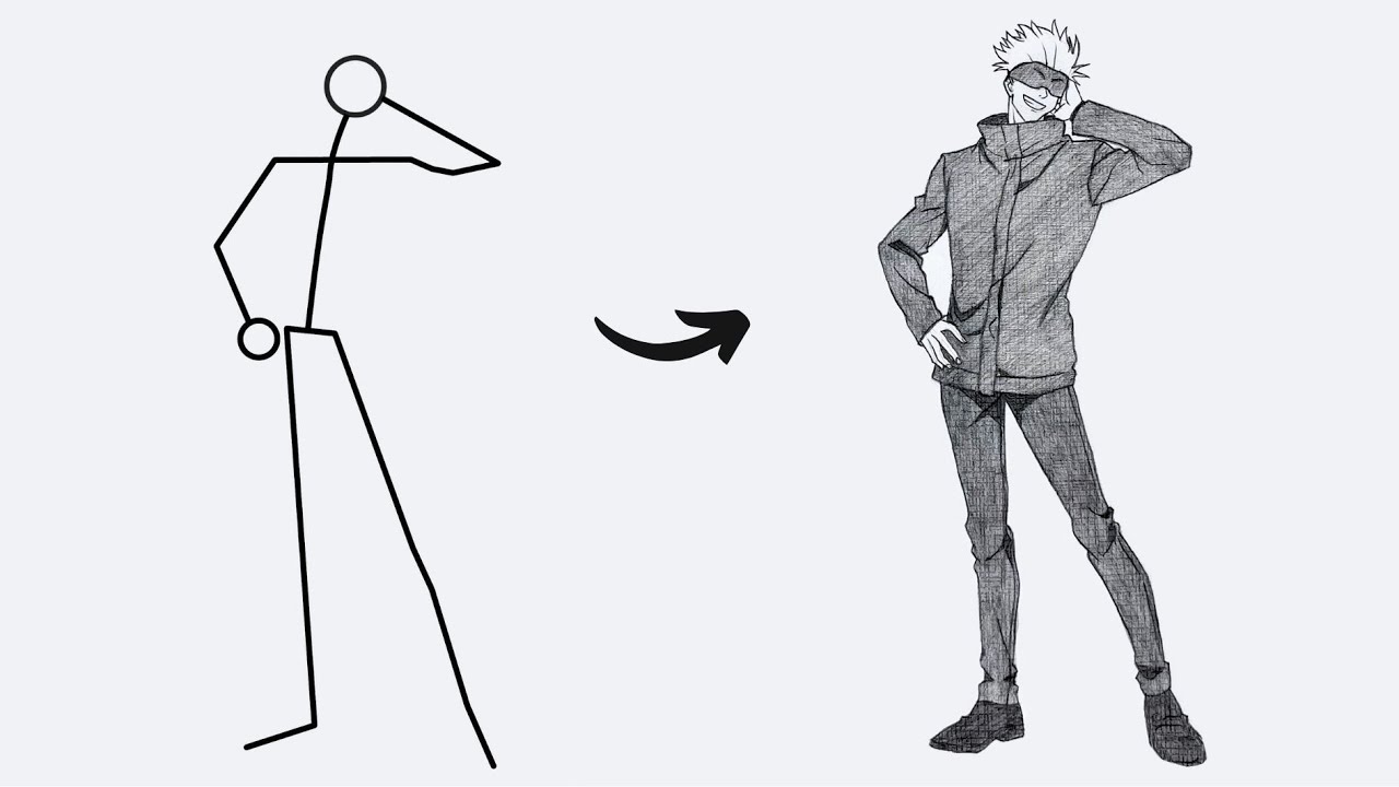How to draw Satoru Gojo Full body | Easy Step-by-Step | Jujutsu Kaisen