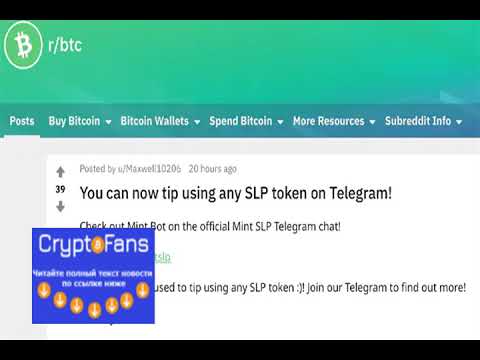 Mint Bot Allows Telegram Users to Tip People in Chat Rooms With Any slp Token