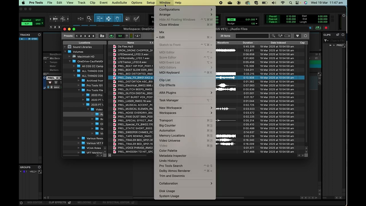 Import Audio using Workspace Browser in Pro Tools