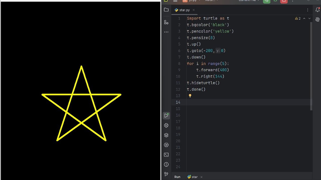 Drawing a Star Pattern with Python Turtle Graphics