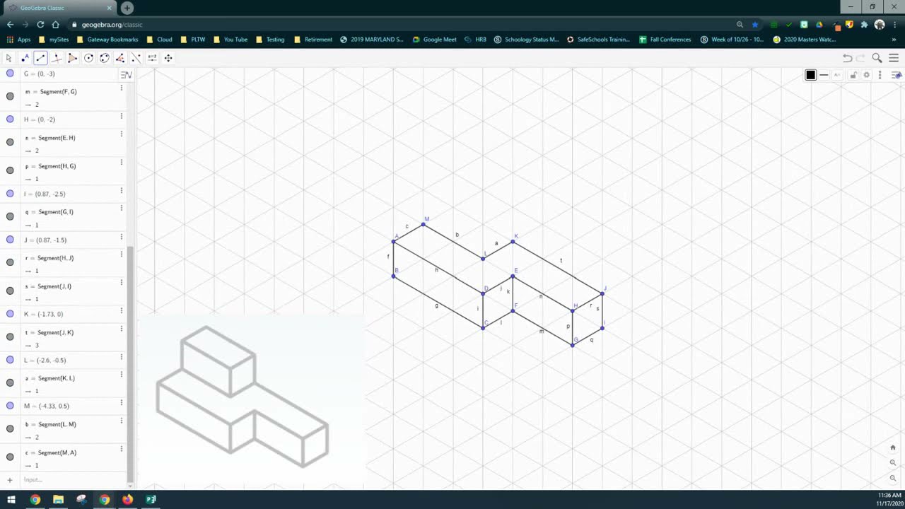 Using Isometric Graph Paper in GeoGebra
