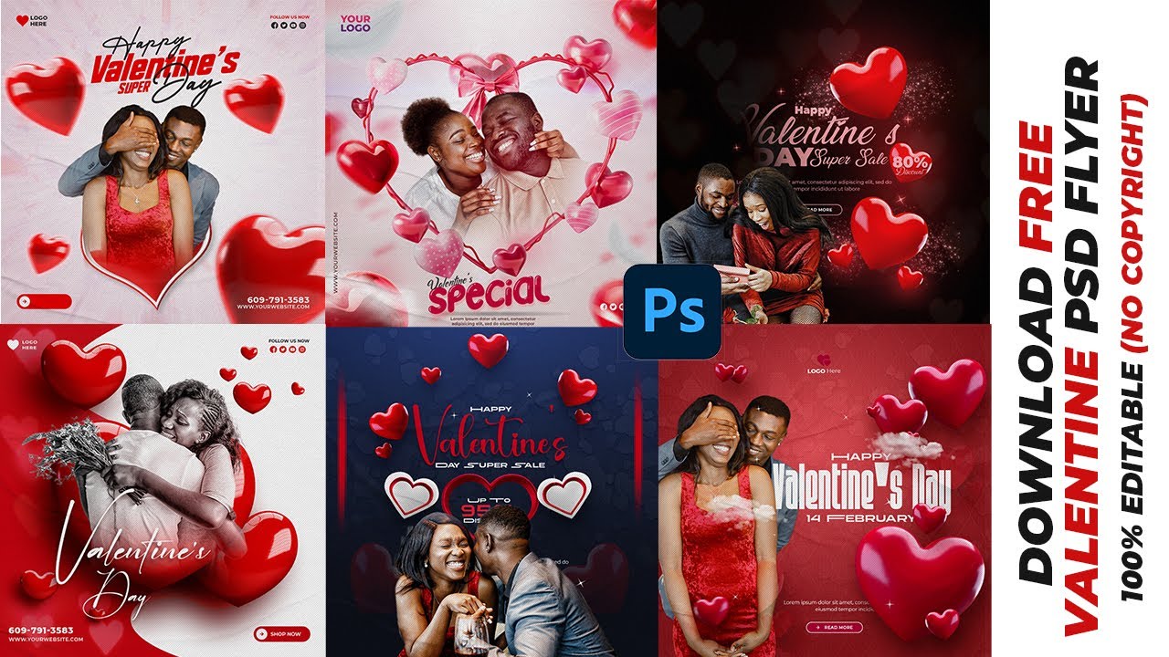 💥DOWNLOAD FREE VALENTINE DAY FLYERS TEMPLATE | 100% EDITABLE PSD PHOTOSHOP FILE