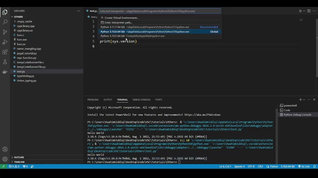 Switch between Python Versions on Visual Studio Code (VSC)