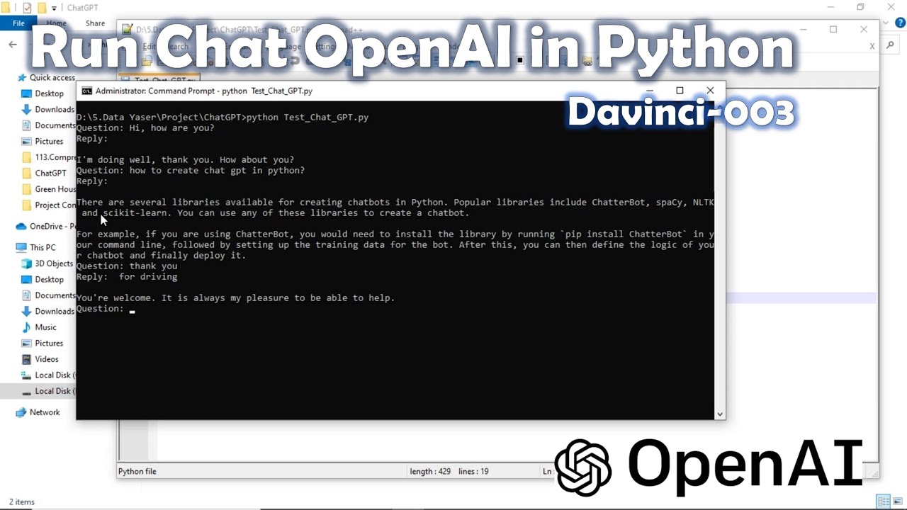 Run Chat OpenAI in Python with Simple Code, API OpenAI