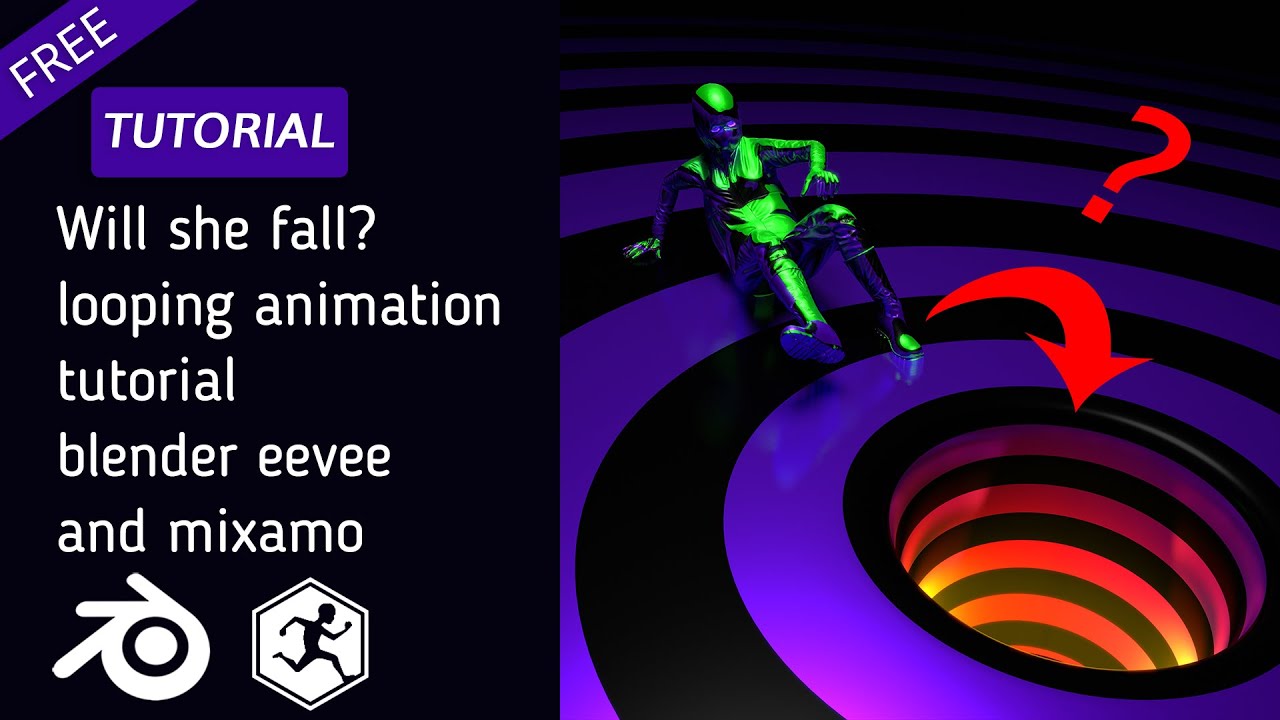 Will she fall ? animation tutorial | blender 2.8 eevee | mixamo | free project file