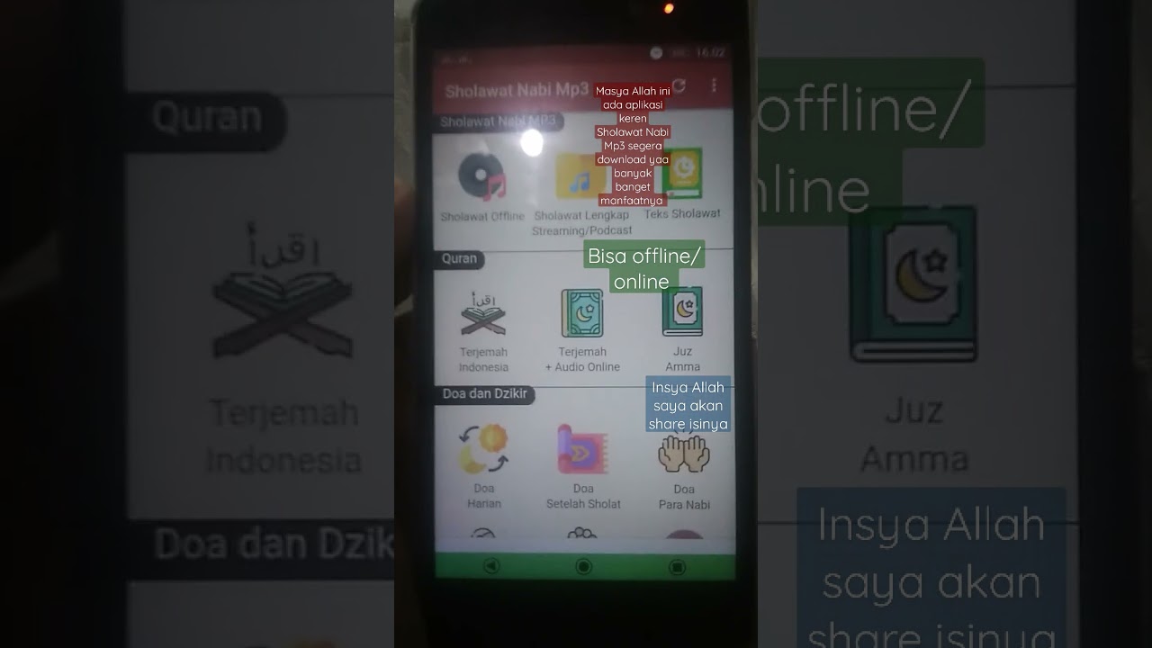 Aplikasi keren banget ada doa doa, sholawat, teks sholawat, dll bisa online juga offline