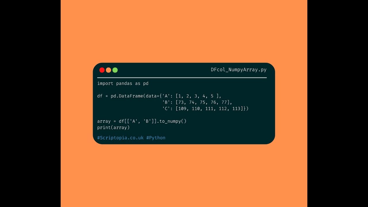 Python Numpy - Pandas DataFrame columns to Numpy array