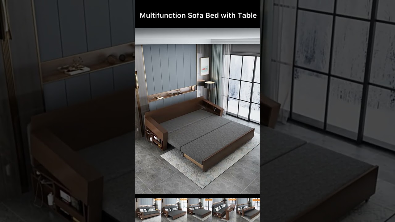 Space Saving Multifunction Sofa Bed With Foldable Work Desk