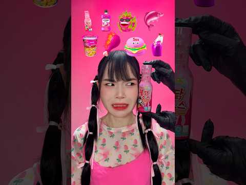 ASMR Mukbang 💖 Random Pink Food #shorts #food #asmr #mukbang #challenge #spicyfood #funny
