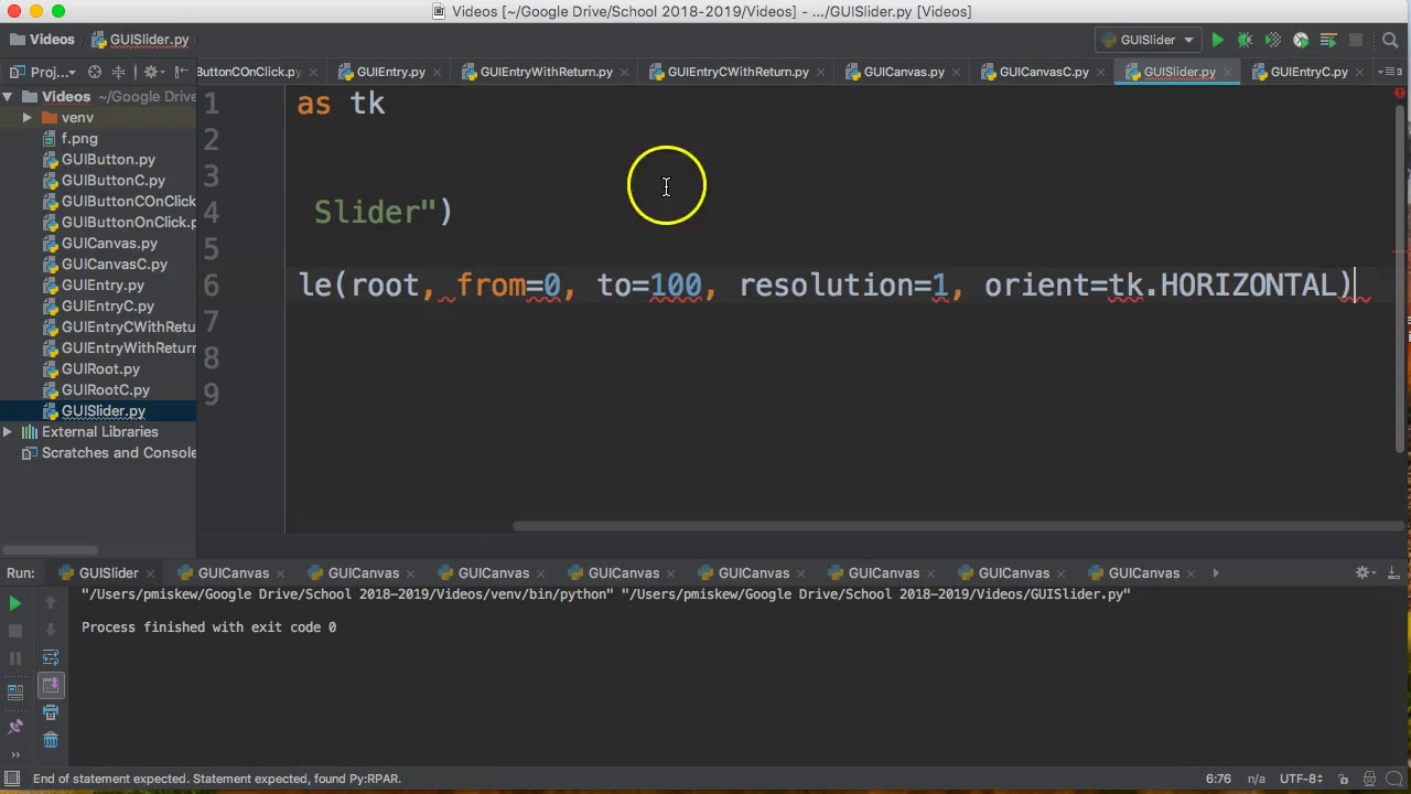 PYTHON 3 TKINTER - GUI SLIDER