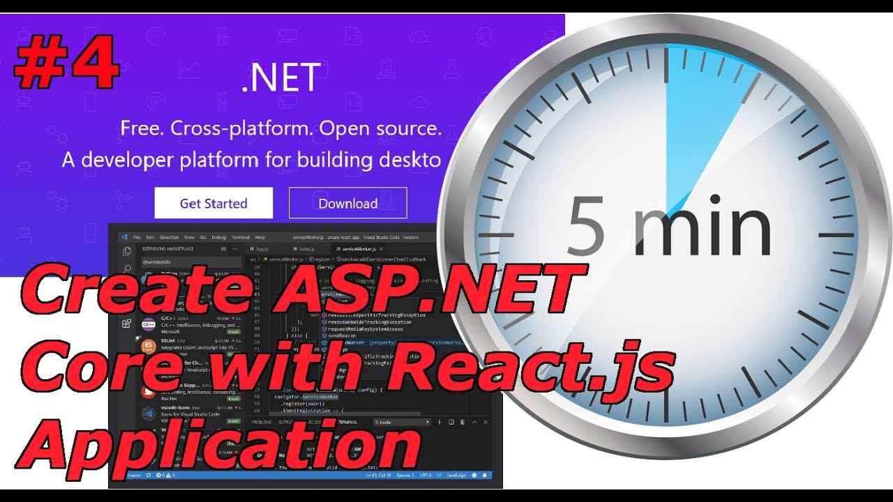 #4 - Create ASP.NET Core with React.js Application using VS Code  dotnet project templates tutorial