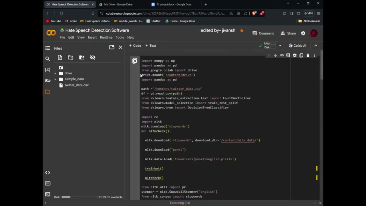 Hate Speech Detection Software ( AI Capstone Project )