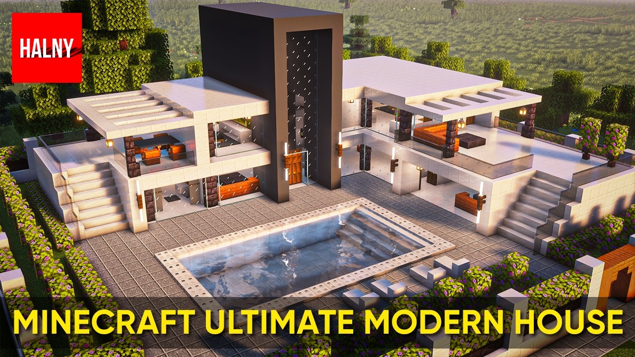Minecraft ultimate modern house tutorial - Minecraft Builders
