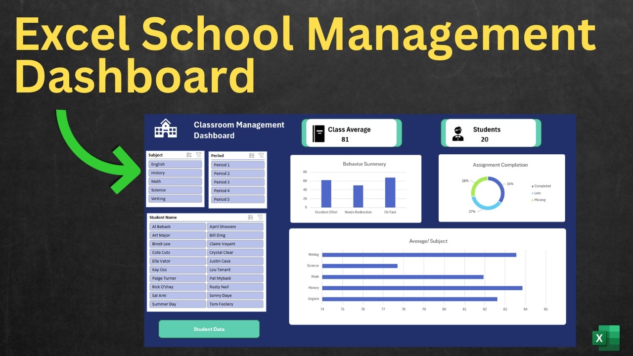 Excel Dashboard with Navigation Bar - Create a School Management Dashboard Step-by-Step