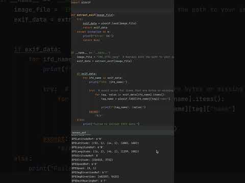 Extract EXIF Data from JPEG Photo Images #shorts #coding #python #programming #data #exifdata