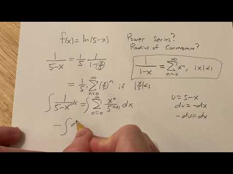 Find the Power Series Representation of ln(5 - x) and the Radius of Convergence
