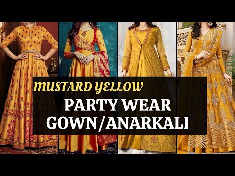 Party Wear Mustard Yellow Gown | Beautiful Anarkali Designs | Blossom Trends