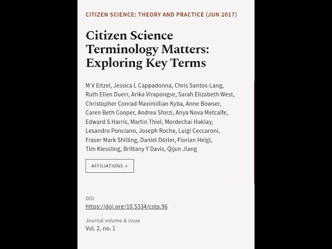 Citizen Science Terminology Matters: Exploring Key Terms | RTCL.TV