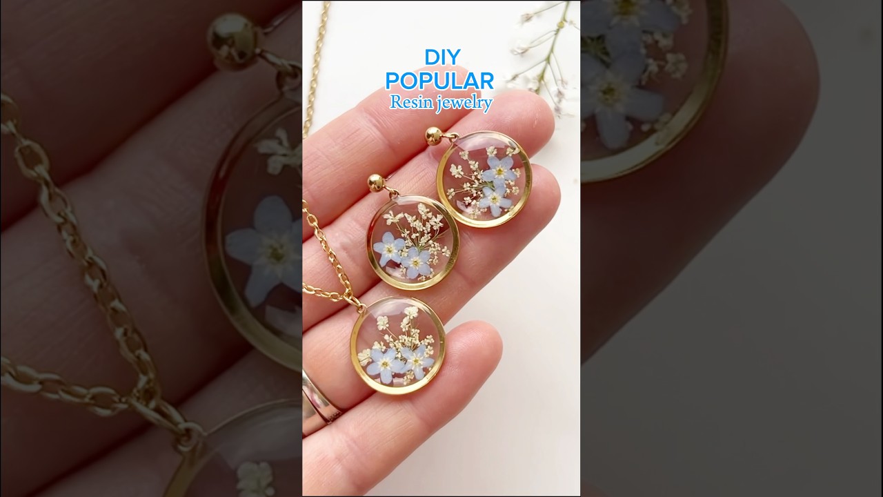 DIY Popular Resin Flower Jewelry for Beginners - Tutorial link ⬆️ #earrings #pendant #necklace