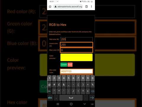 Seowolf's free rgb to hex colour code converter