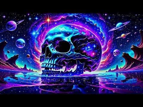 Liquid Abstract Skull Galaxy - Copyright Free Background Video 4K No Sound