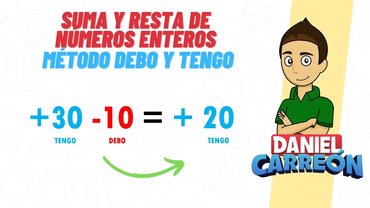 SUMA Y RESTA DE NUMEROS ENTEROS MÉTODO DEBO Y TENGO Super facil - Para principiantes