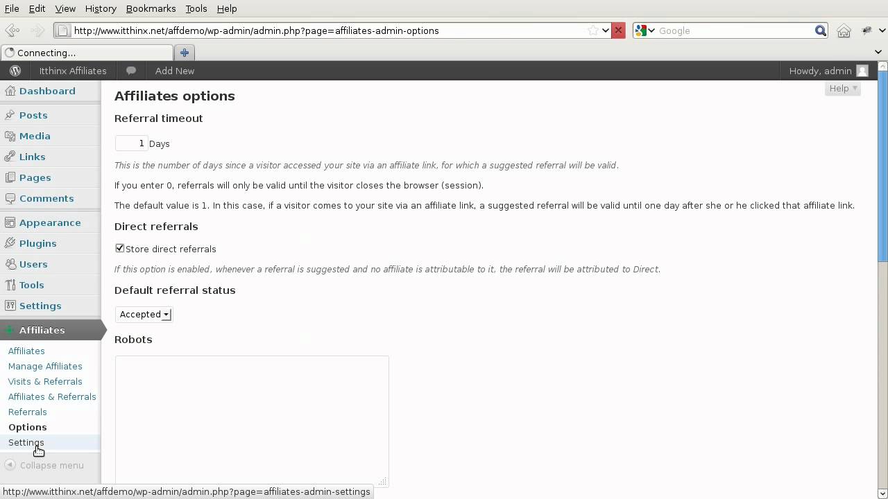 Setting a default referral rate