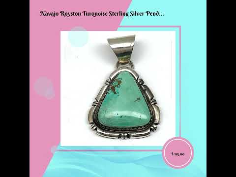 Navajo Royston Turquoise Sterling Silver Pendant R. Billie Native American