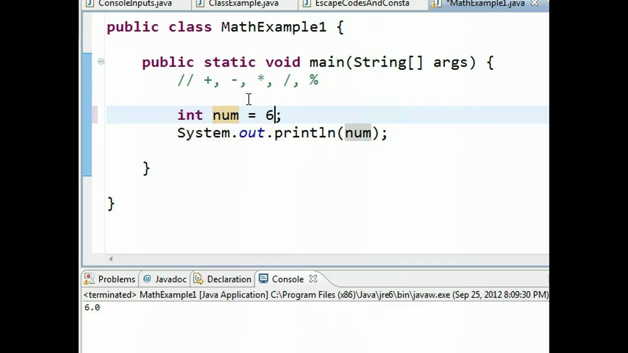 Java - Introduction Mathematics