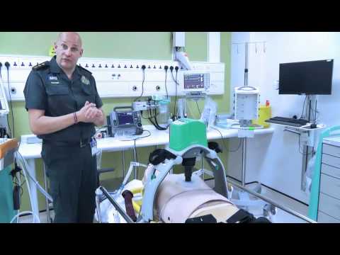 Air Ambulance Paramedic Fraser Rowbotham demonstrates the Lucas 2 ...