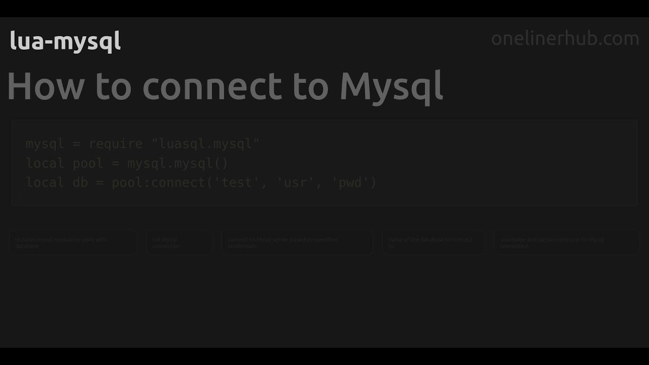 How to connect to Mysql #lua-mysql
