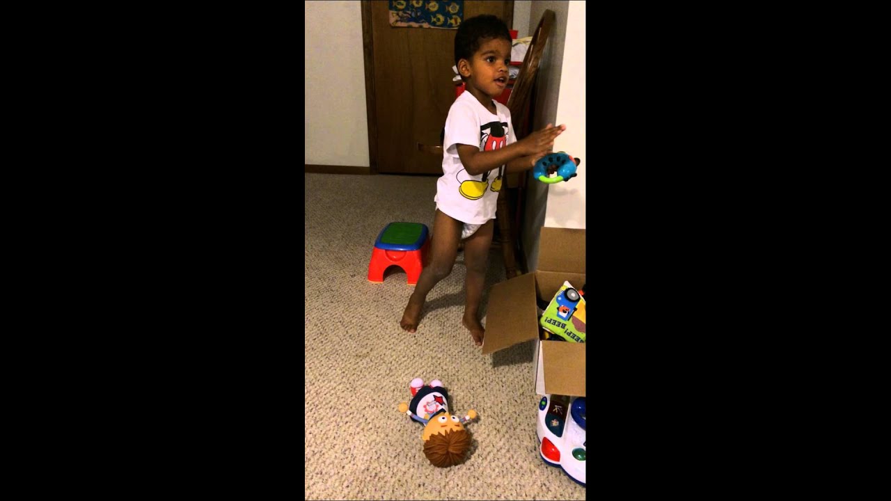 Noah dancing with Tickety Toc friend