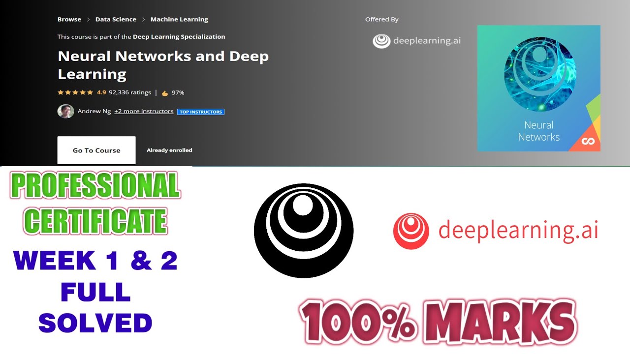Neural Networks and Deep Learning - Week 1 & 2 Full Solved || Deep Learning Specialization Coursera