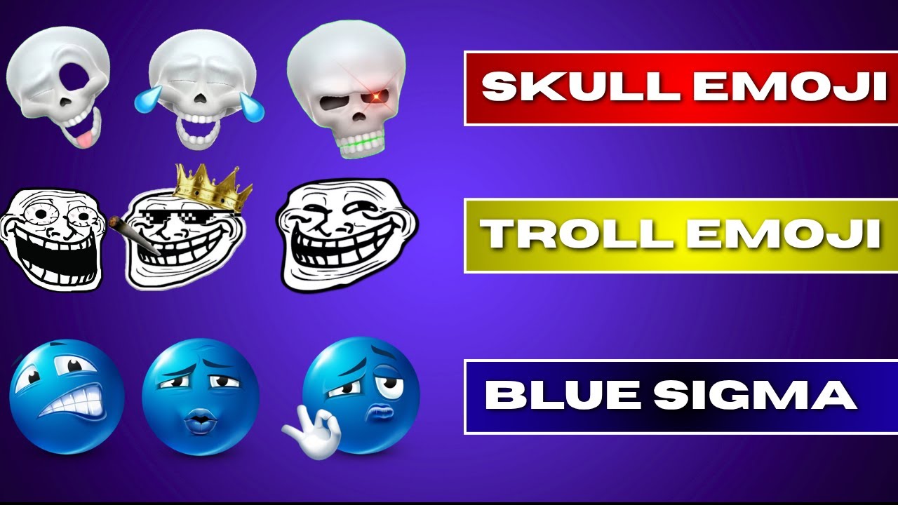 Skull Face, Troll Face & Blue Sigma Emoji Packs Free Download | Viral Emojis for Editing & Memes