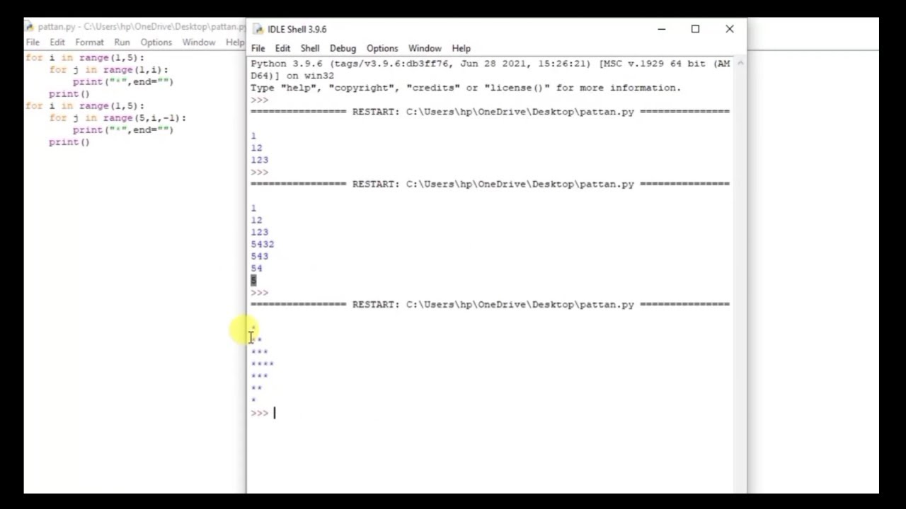 Draw Inverted Pyramid Pattern in Python | python for beginners